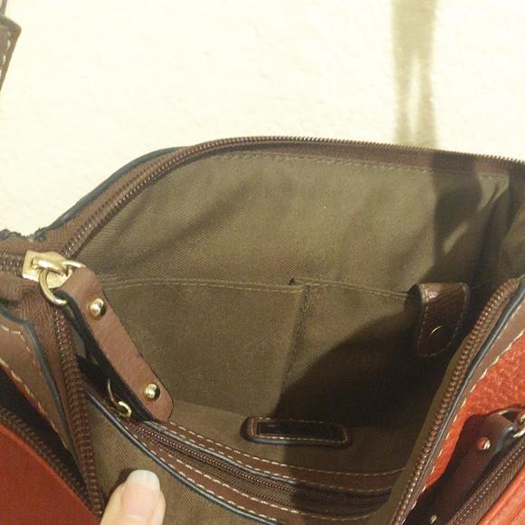 boc | Bags | Boc Born Concept Purse Red W Brown Trim Leather Shoulder ...